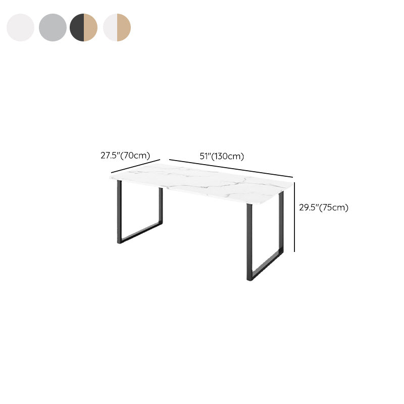Contemporary Office Desk Curved Computer Desk with Metal Legs - Clearhalo