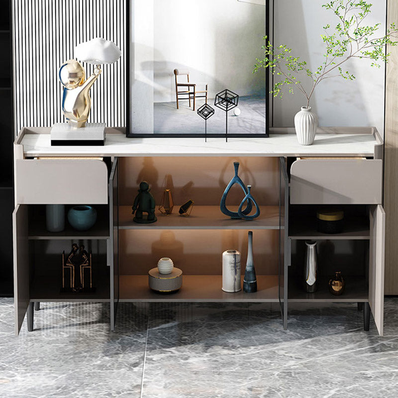 Glam Buffet Table Stone Buffet Credenza with Cabinets and Drawers ...