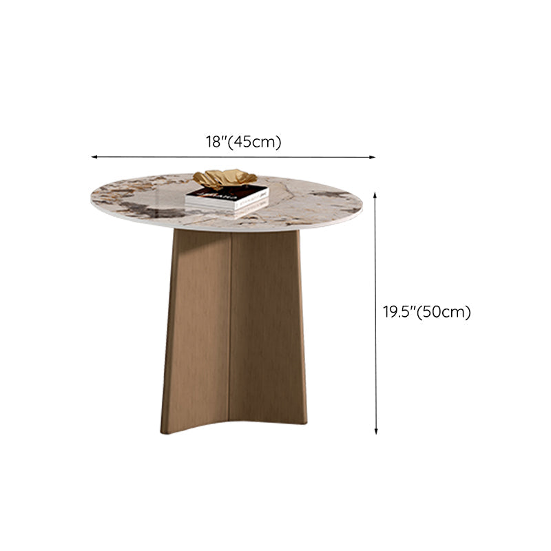 Round Stone Side Table with 1 Leg Metal Base Side End Snack Table ...