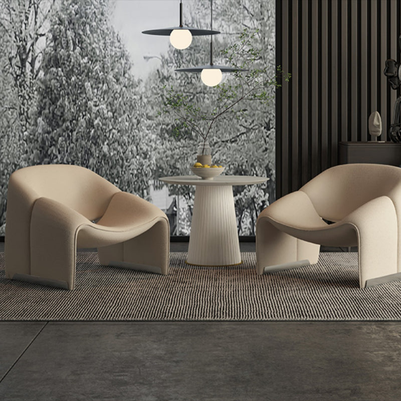 Scandinavian Arm Chair Solid Color Sloped Arms Sled Fixed Back Accent ...
