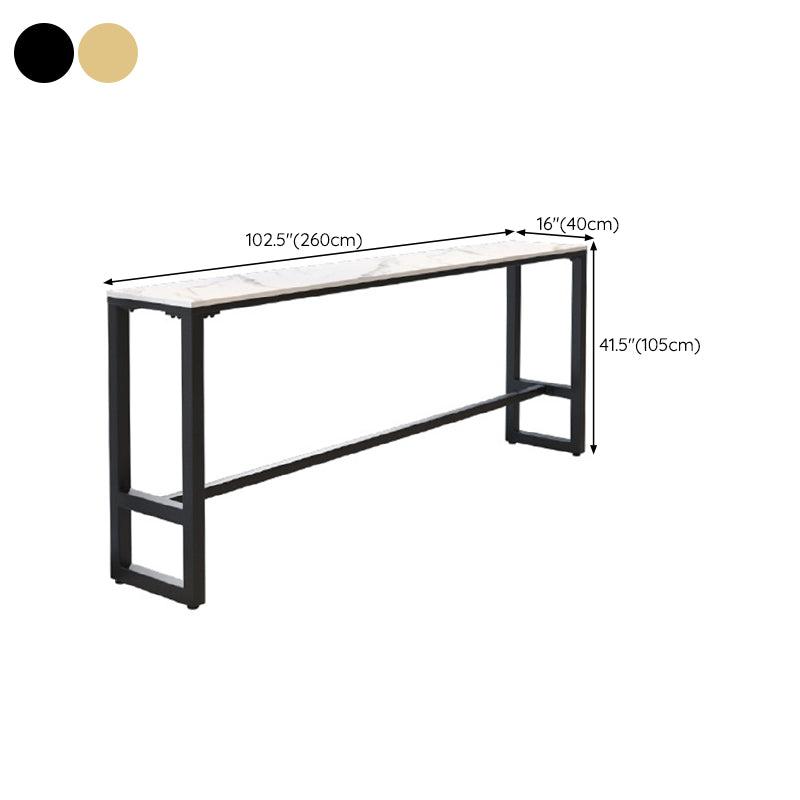Rectangle Faux Marble Bar Height Table Contemporary Trestle Base Bar ...