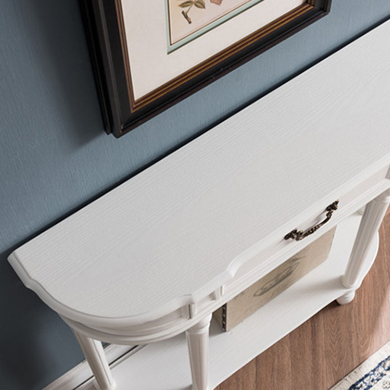 Mid-Century Modern Rubber Wood Console Table Half Moon Sofa Console ...