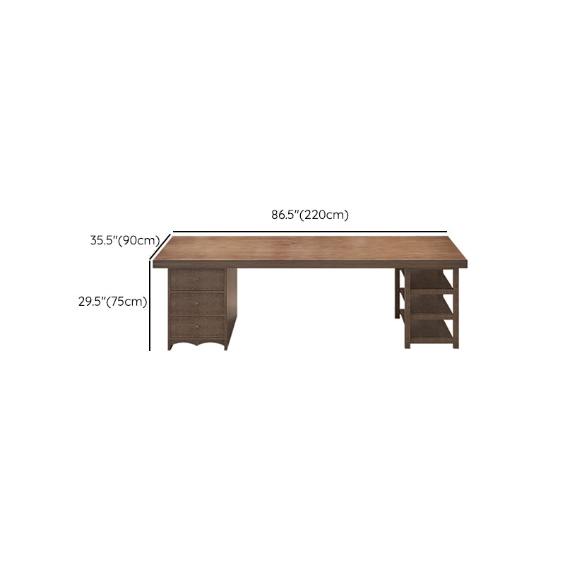 Modern Solid Wood Office Desk Rectangle Task Desk with Drawers and ...