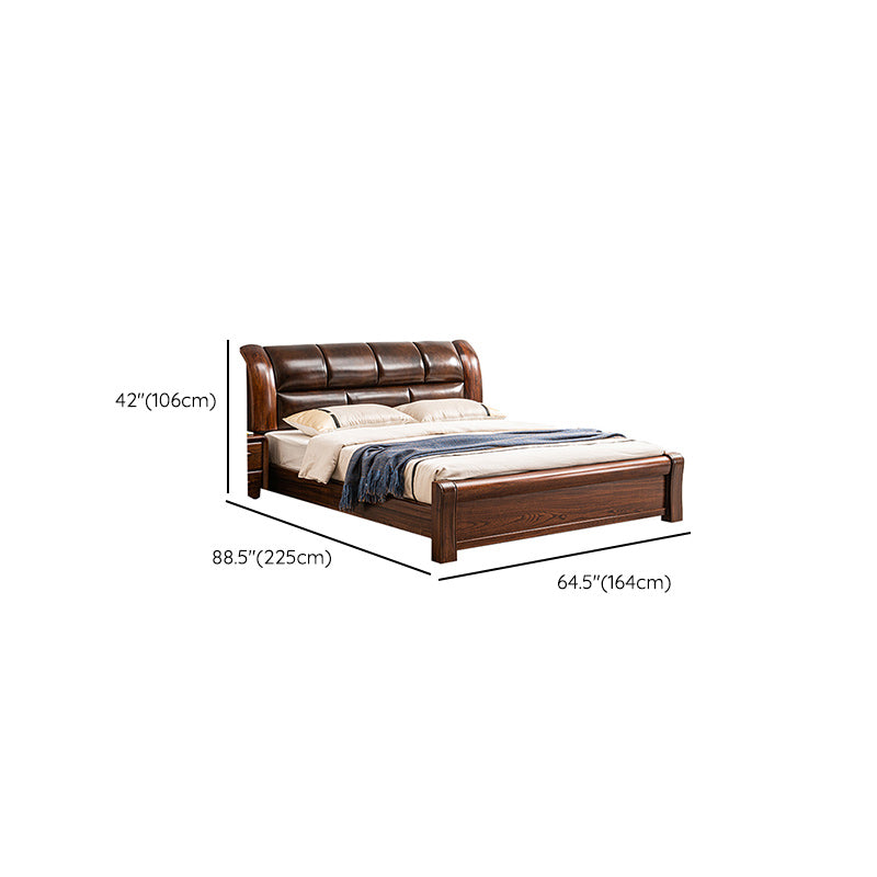 Solid Wood Walnut Standard Bed Lift Up Storage Bed Frame with Headboard ...