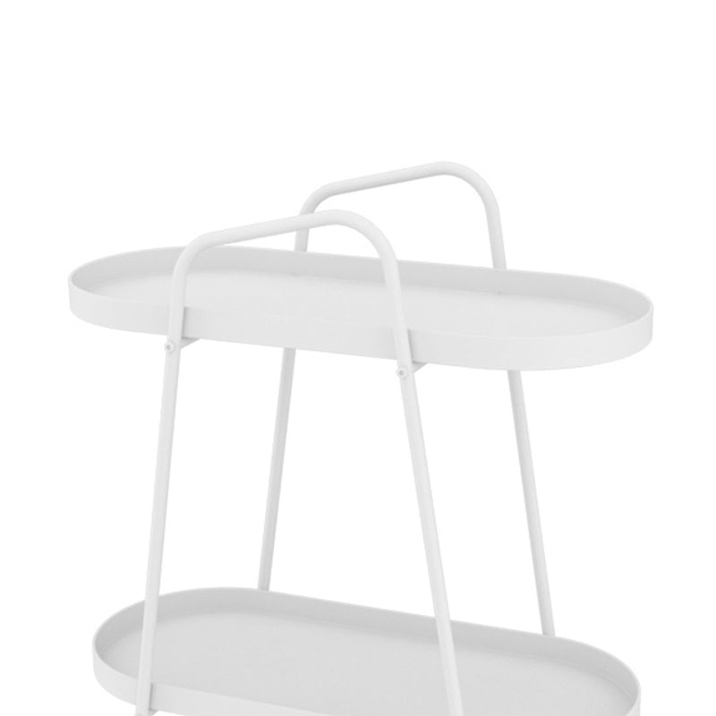 25.19" Tall 4 Legs Side Table with Metal Shelves Oval End Table Stand ...