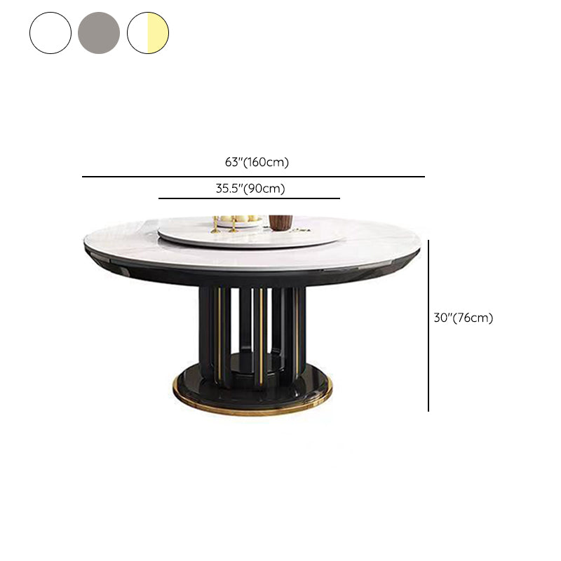 Glam Style Table Pedestal Dining Table with Turntable for Kitchen ...