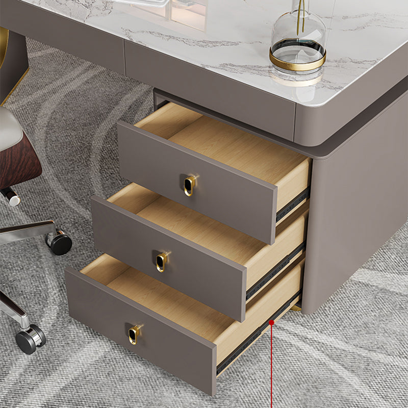 Modern Stone Office Desk Rectangular Shape Task Desk with 2-Legs in ...
