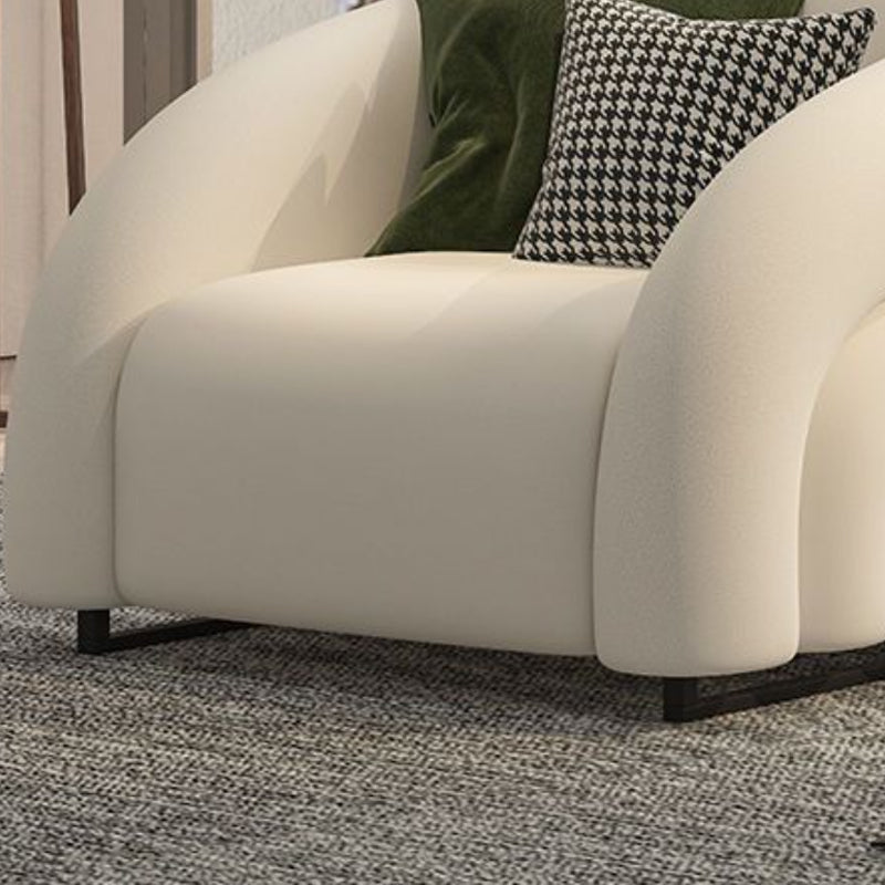 Modern Fixed Back Chair Solid Color Upholstered Sloped Arms Chair ...