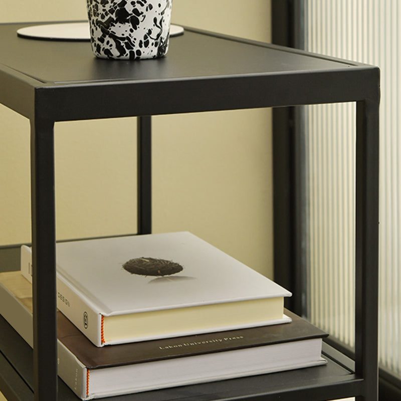 21.65" Tall 4 Legs Side Table Metal Sofa Side Accent Table with Shelf ...