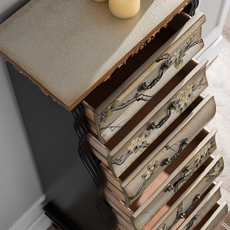 Industrial Side Cabinet in Solid Wood with 7 Drawers Bracket Legs ...