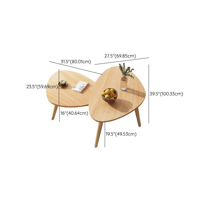 3 Legs Wood Coffee Table Modern Free-Form Nesting Coffee Table Set ...