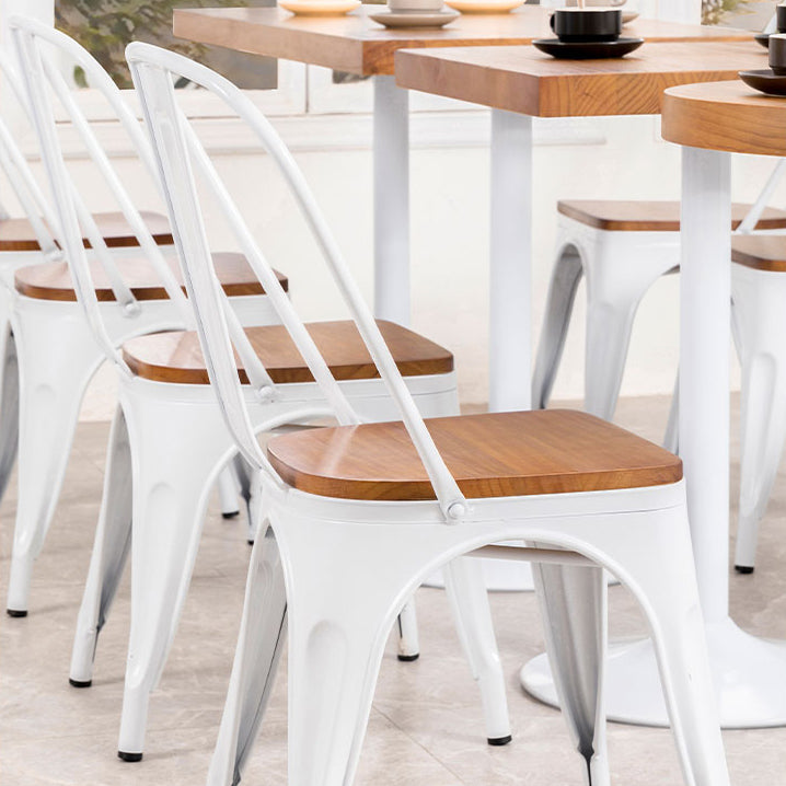 Slat Back Arm Chairs Contemporary Dining Chairs with Metal Base - Clearhalo