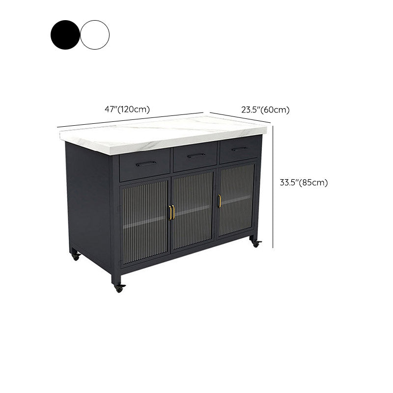 Dining Room Kitchen Island Table Marble Modern Prep Table with Drawer ...