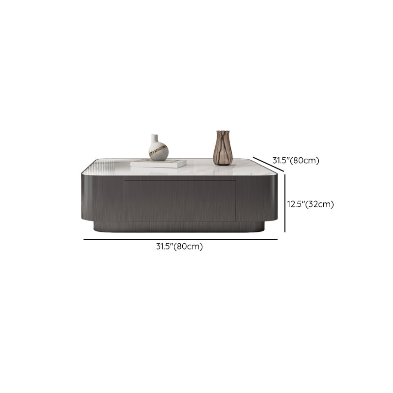 Square Slate Coffee Table Set Contemporary 2 Drawers Cocktail Table ...