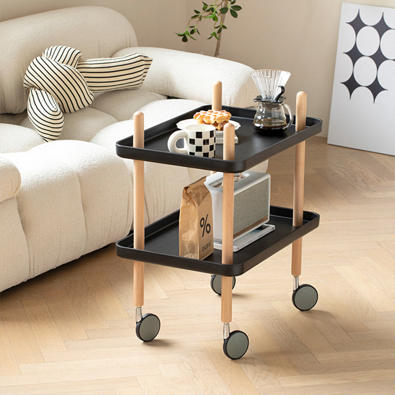 Modern 4 Legs End Table 2-Tier Wooden Accent Side Table for Living Room ...