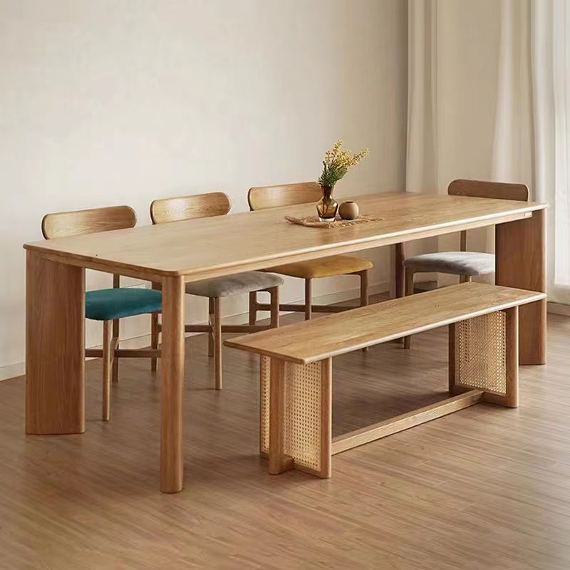 Solid Wood Dining Table Rectangle 4 Legs Dinner Table for Home Use ...