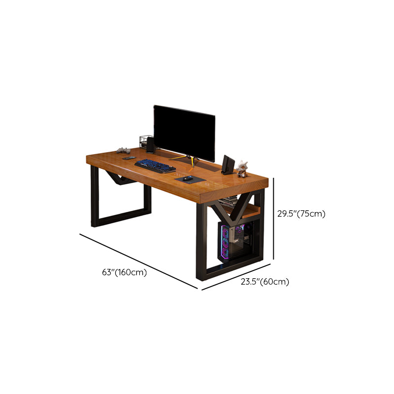 Industrial Solid Wood Office Desk Antique Finish Computer Desk with ...