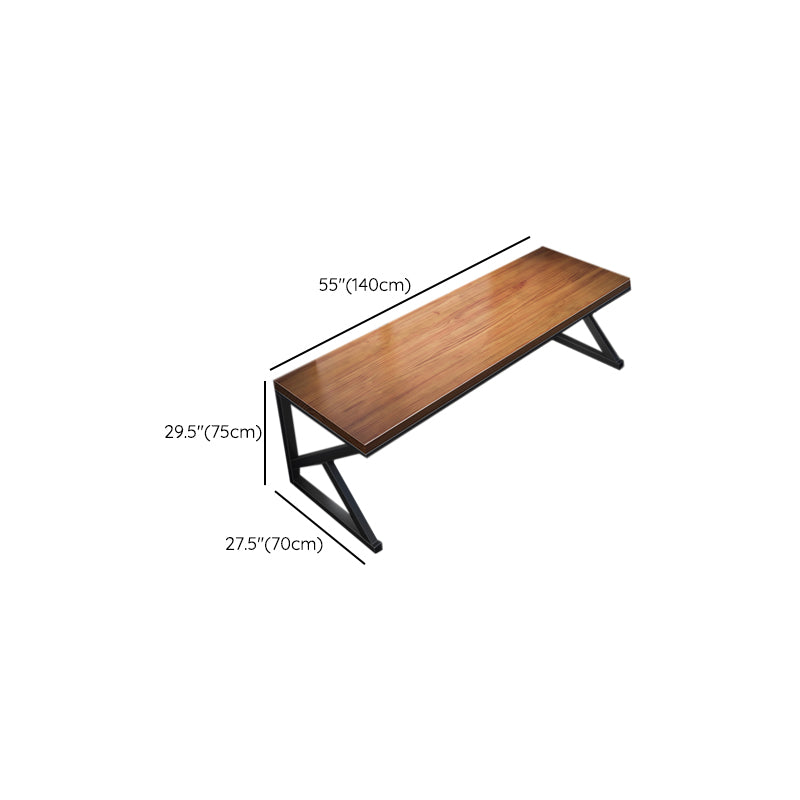 Solid Wood Office Desk Antique Finish Computer Desk with Metal Legs ...