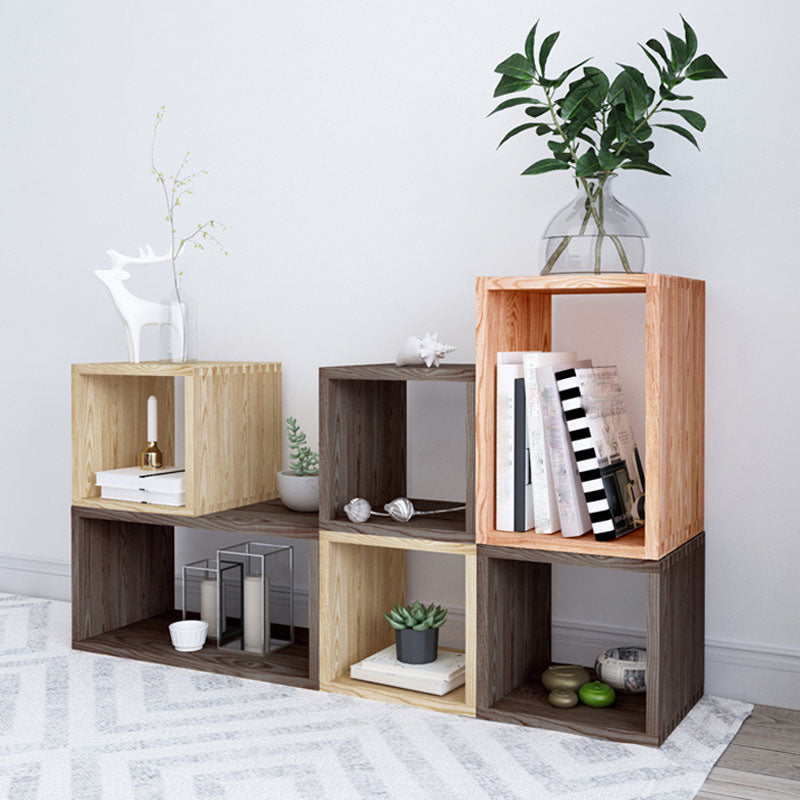 Open Back Cube Bookshelf Solid Wood Contemporary Bookcase for Home ...