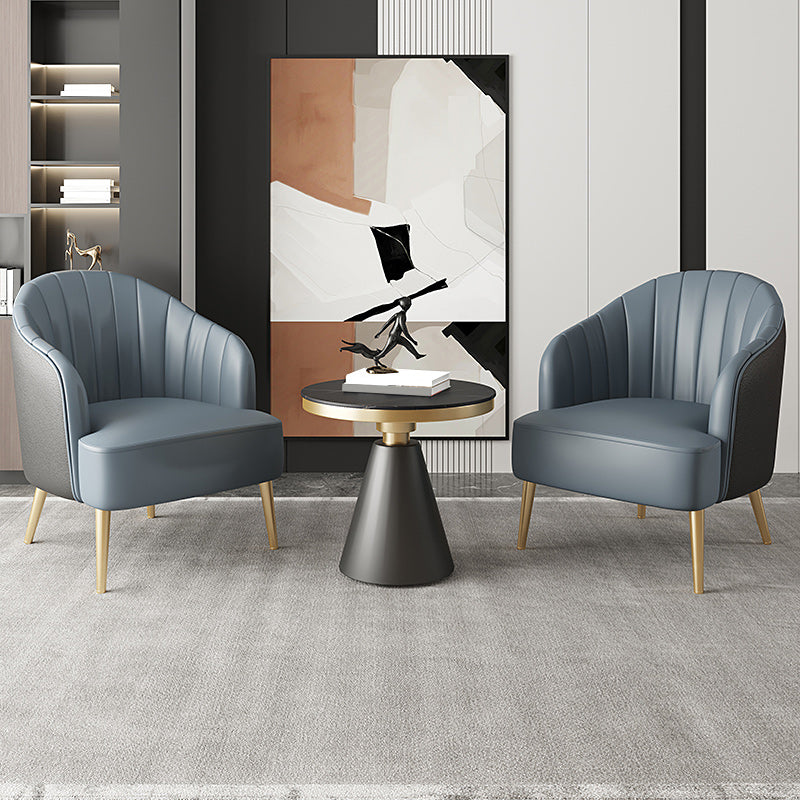 Modern Sewn Pillow Back 4 Legs Chair Upholstered Recessed Arms Chair ...