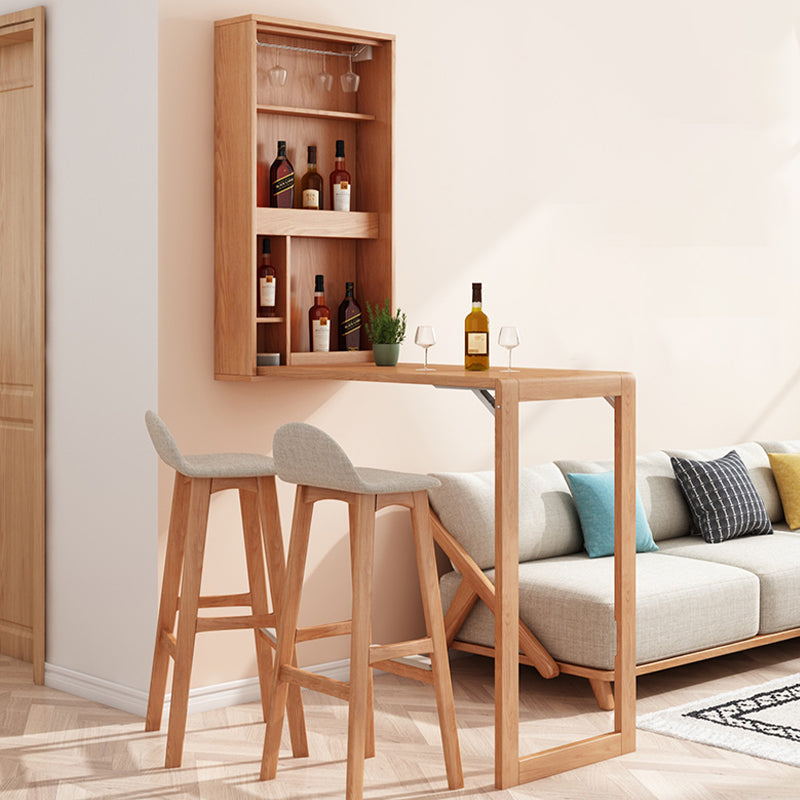 Modern Solid Wood Bar Table Extendable Bar Table for Kitchen - Clearhalo