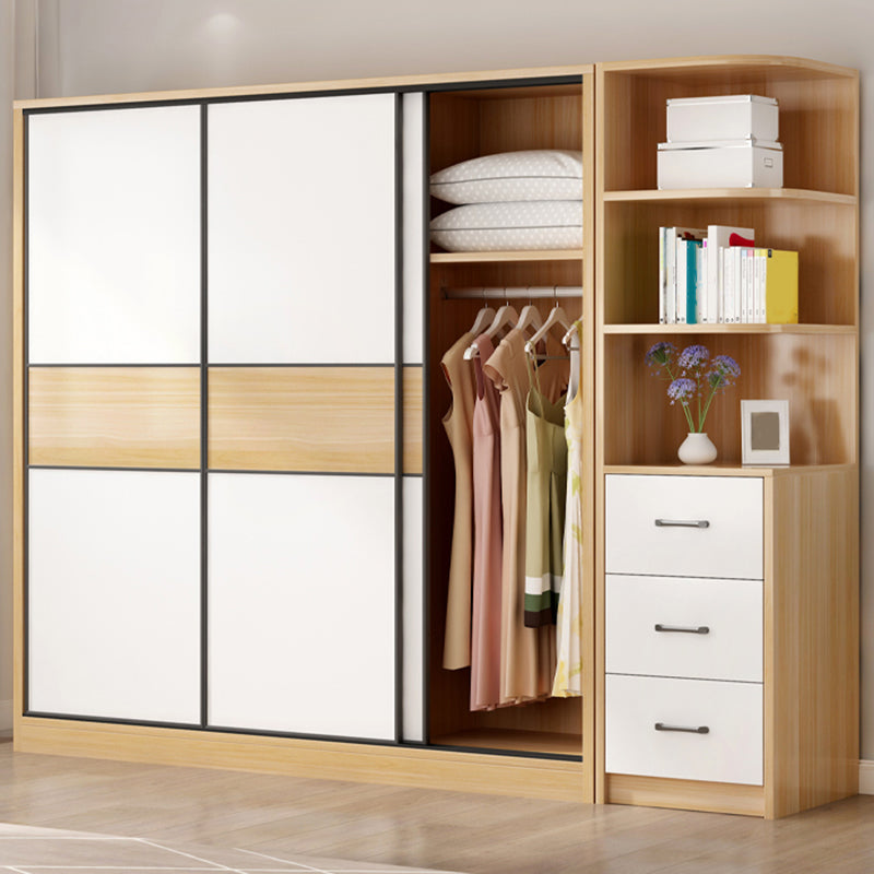 Artificial Wood Wardrobe Freestanding Wardrobe with Sliding Doors for ...