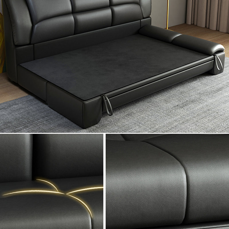 Scandinavian Sofa Bed Leather Black Convertible Sofas with Storage ...