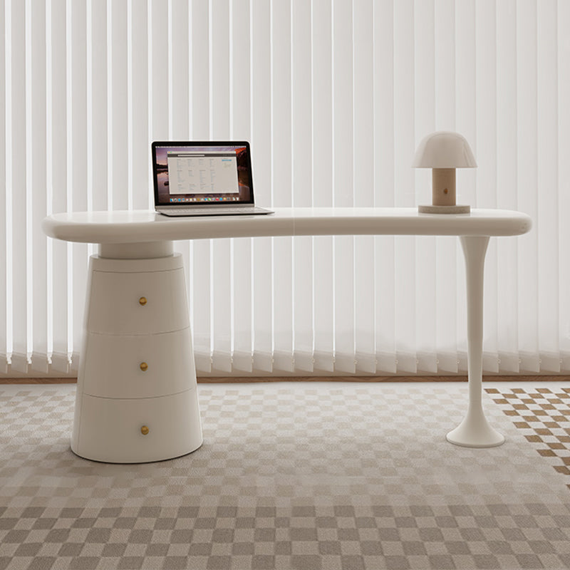 Freeform Shaped Conference Table Modern Wooden Writing Desk in White ...