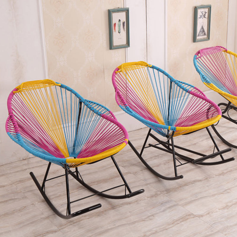 Single Home PE Rattan Lazy Chair Leisure Balcony Rocking Chair - Clearhalo