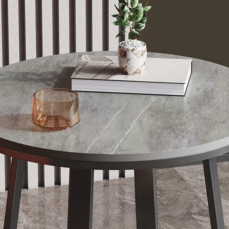 Contemporary Stone End Table Cross Base Round Top Side End Table with ...