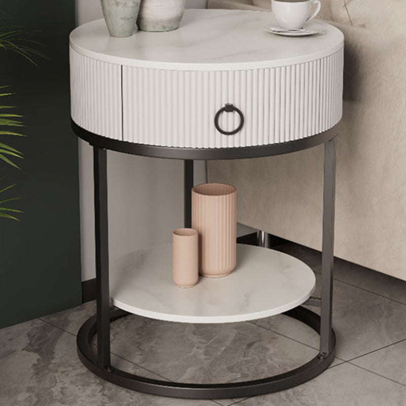 Classic Glam Accent Table Nightstand Stone Nightstand with Drawer ...