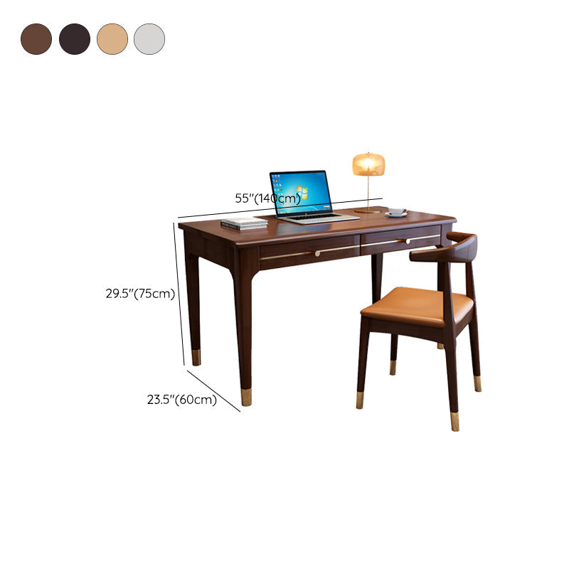 Glam Style Solid Wood Computer Desk Parsons Base Office Desk with ...