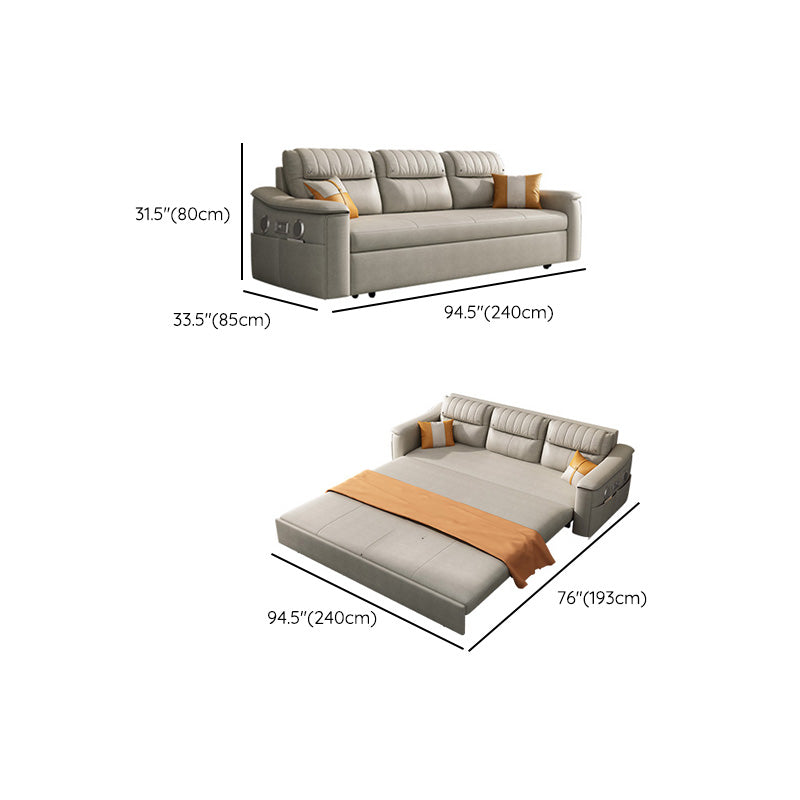 Glam Style Grey Futon Sleeper Sofa Bed with Storage and Pillow Back ...
