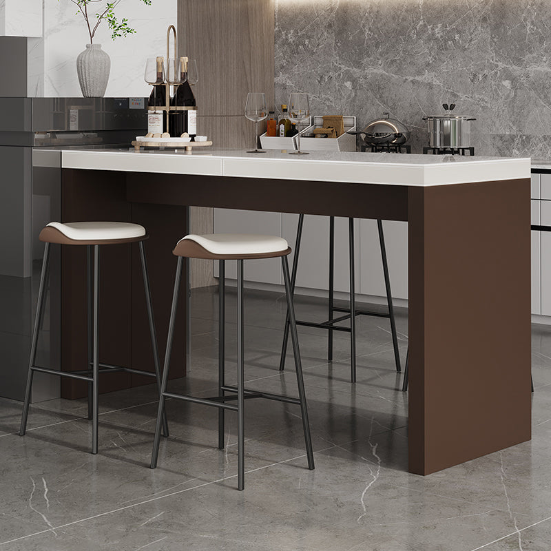 1/5 Pieces Modern Rectangle Sintered Stone Top Counter Table with High ...