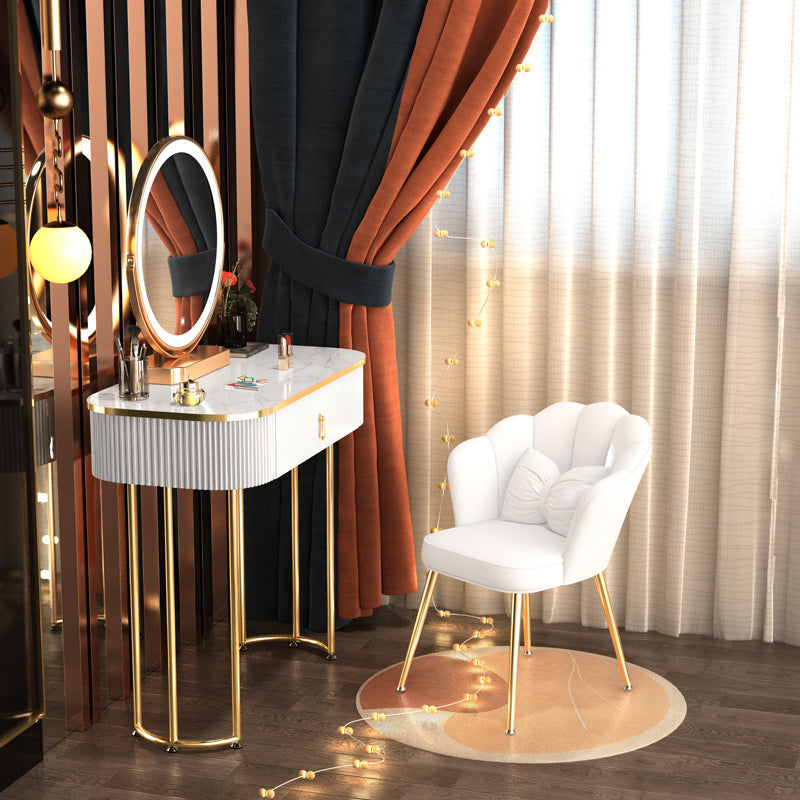 Modern White With Drawer Lighted Mirror Bedroom Dressing Table - Clearhalo