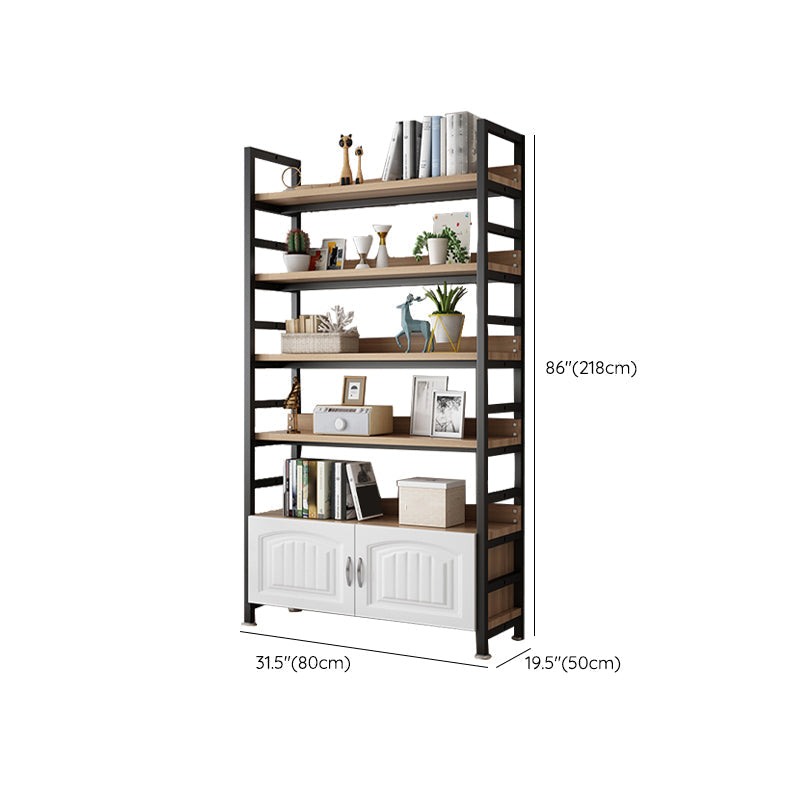 Modern Open Back Shelf Bookcase with Cabinets for Home Office - Clearhalo
