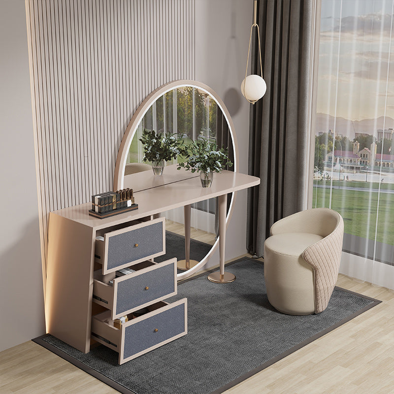 Modern with Drawer Metallic Mirror Bedroom With Stool Dressing Table ...