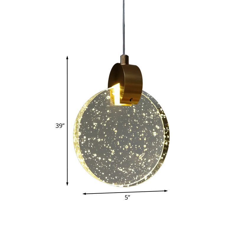 Clear Crystal Glass Gold Ceiling Light Round Panel LED Minimalist ...