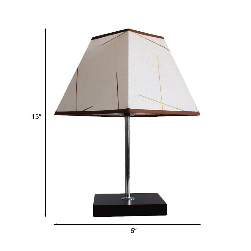 Rustic Trapezoid Nightstand Lamp 1-Light Fabric Table Light in Black ...