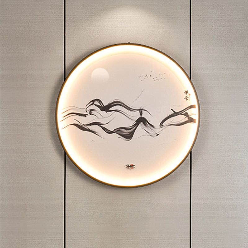 Zen/Hills Mural Wall Light Fixture Vintage Aluminum Black LED Wall ...