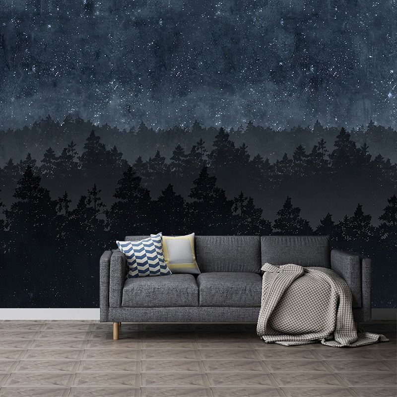 Illustration Night Forest Wall Art Full Size Wall Mural Decal for ...