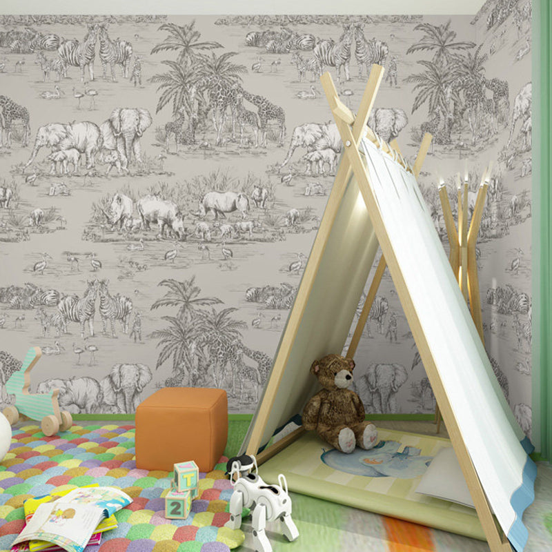 Stain-Resistant Elephants Wall Mural Non-Woven Fabric Wall Covering for ...