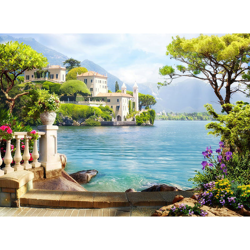 Big Illustration Seashore Castle Mural for Guest Room Decoration in ...