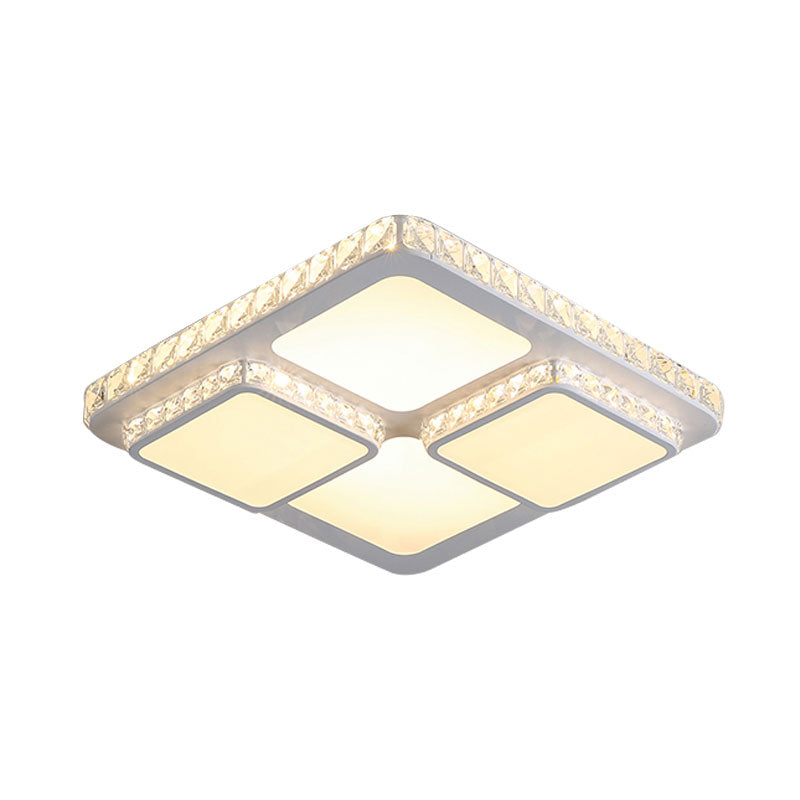Splicing Square Flush Light Fixture Modern Crystal Block LED White ...