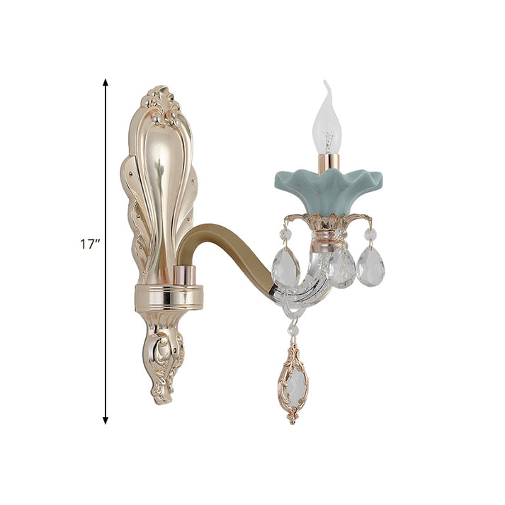 Traditional Candle Wall Lighting Idea 1/2-Light Crystal Wall Mount Lamp ...