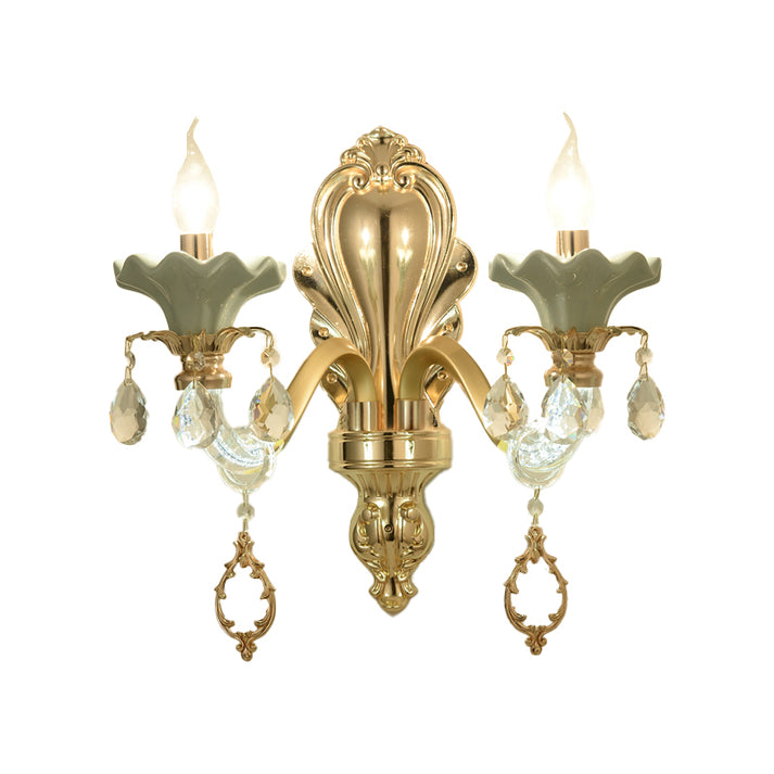 Traditional Candle Wall Lighting Idea 1/2-Light Crystal Wall Mount Lamp ...