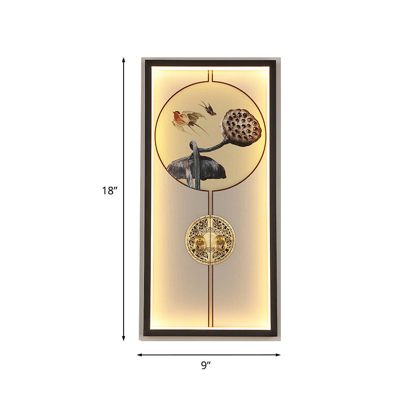 Door Lock Wall Mount Mural Lamp Chinese Aluminum Black and Gold LED ...