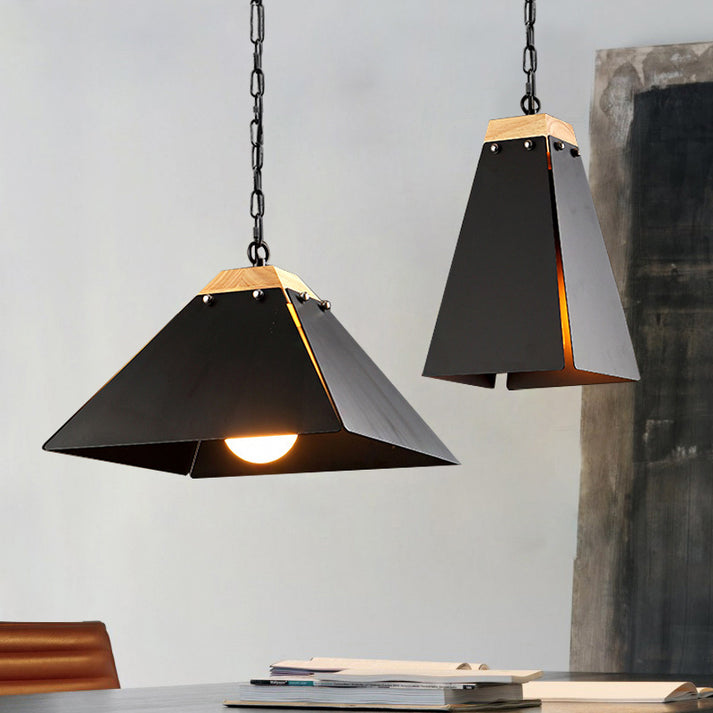 1 Bulb Pyramid Pendant Light Contemporary Black/White Metal Ceiling ...
