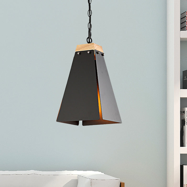 1 Bulb Pyramid Pendant Light Contemporary Black/White Metal Ceiling ...