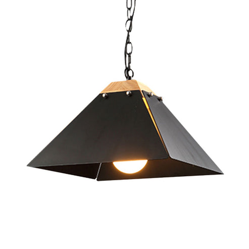 1 Bulb Pyramid Pendant Light Contemporary Black/White Metal Ceiling ...